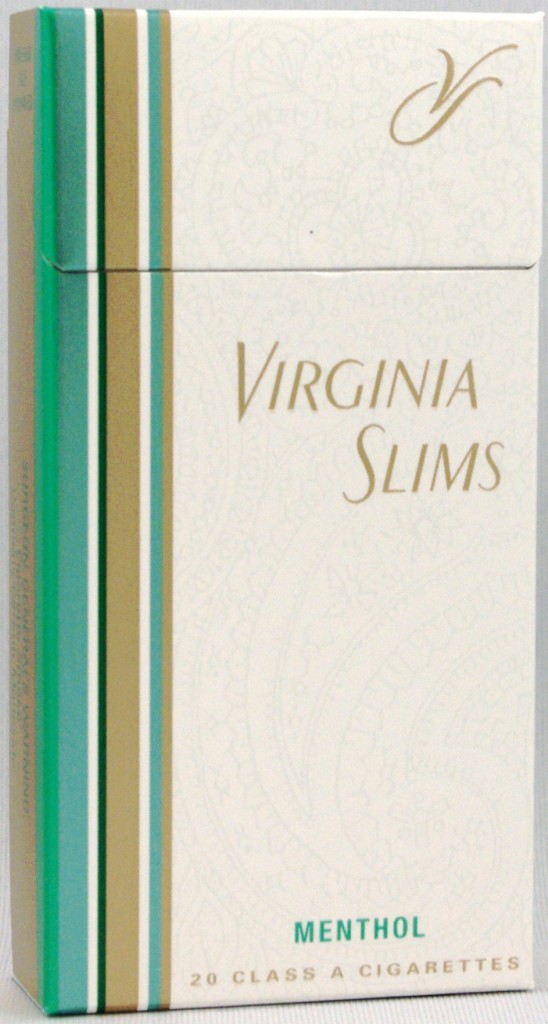 Virginia Slims Menthol Gold Pack (USA Aug 2010) – Right side angle ...